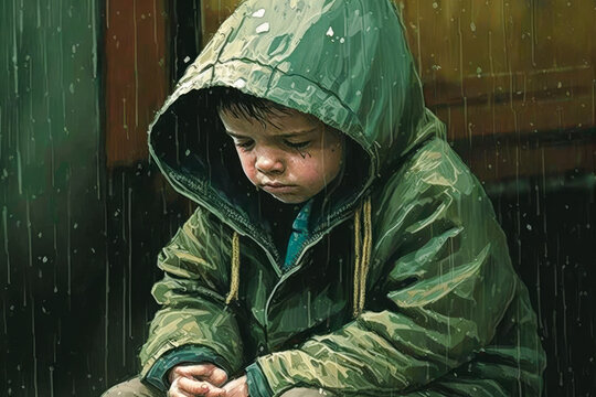 Sad Boy In Rain