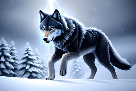 Anime Wolves Fighting Each Other