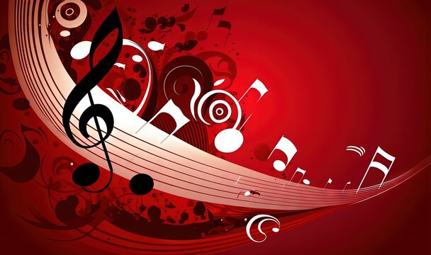 Red Music Note Background