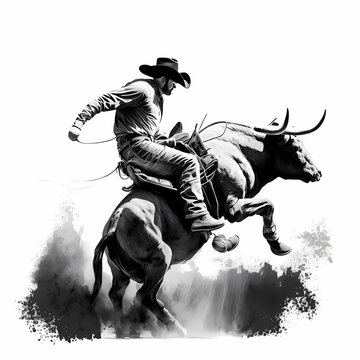 Bull Riding Pencil Drawings