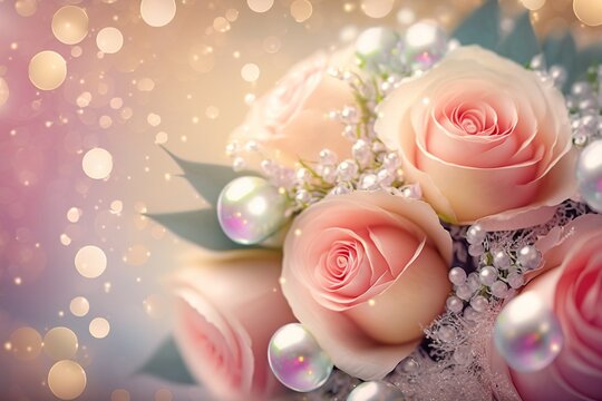 Red Roses And Pearls Background