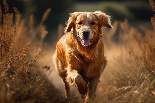 Golden Retriever Running Profile