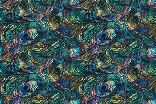 Peacock Feather Design Fabric