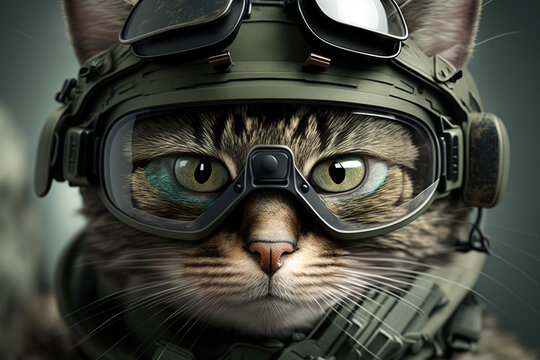 Cat In Army Uniform