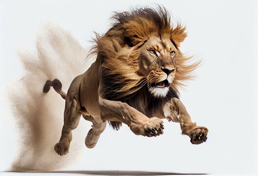 Lion Jumping At Camera