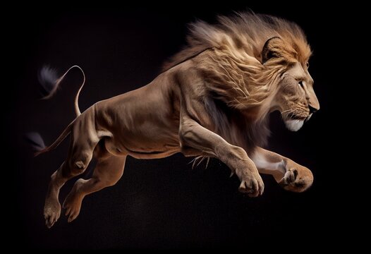 Male Lions Jumping