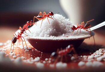 Cartoon Ant Eating Sugar
