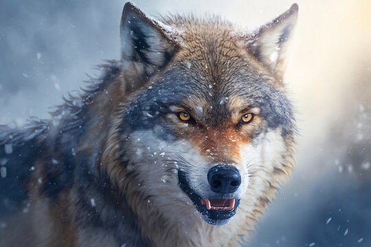 Wolf Growling Front View