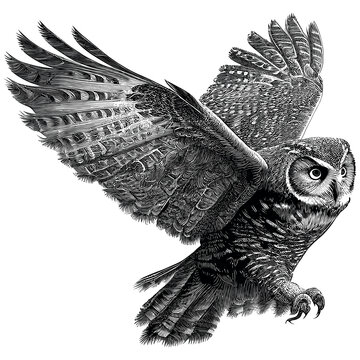 Great Horned Owl Flying Drawing