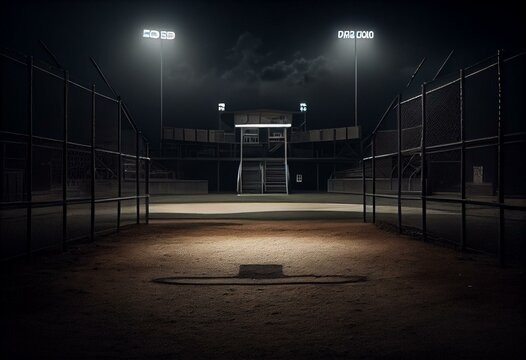 Baseball Diamond At Night