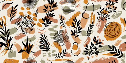 Sewing fabric with Creative minimalist hand draw Abstract art seamless ...