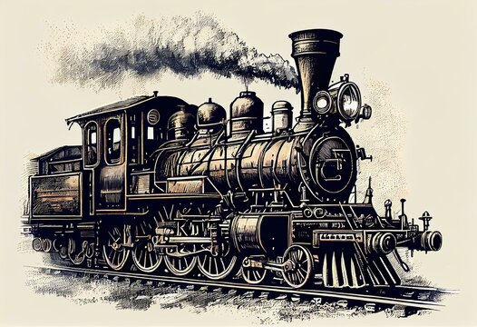 Steam Train Profile Illustration