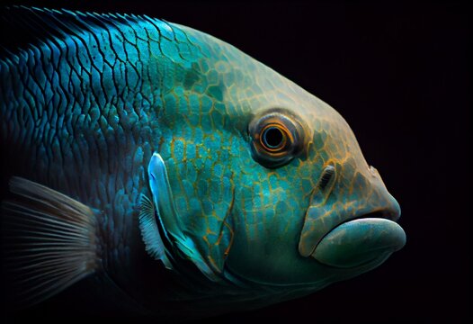 Blue Parrot Fish Mouth