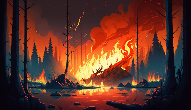 Forest Fire Cartoon