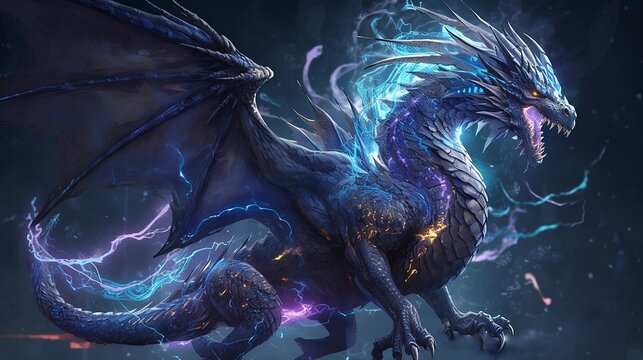 Blue Lightning Dragon Wallpaper