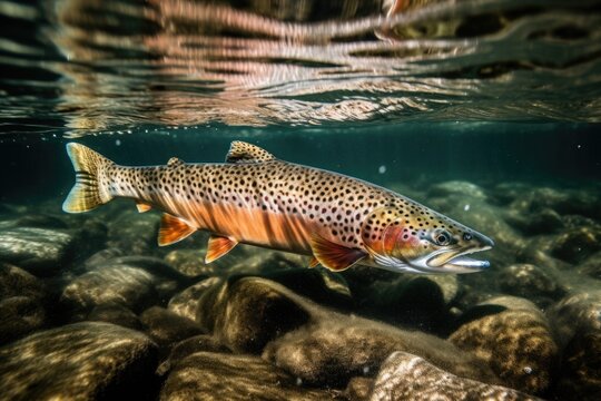 Trout Swimming Underwater