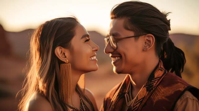 Native American Couple In Love