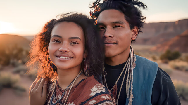 Native American Couple In Love