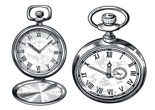 Open Pocket Watch Sketch