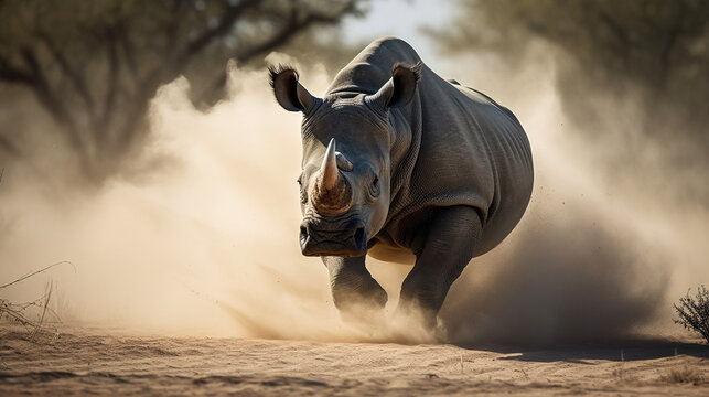 Rhino Charging At Person