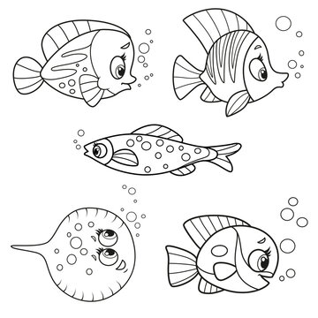 Cartoon Fish Outline Images – Browse 49,585 Stock Photos, Vectors, and ...