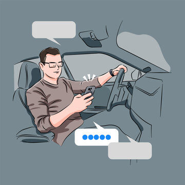Texting While Driving Clipart