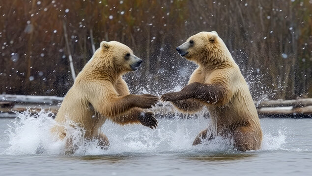 Two Bears Playing