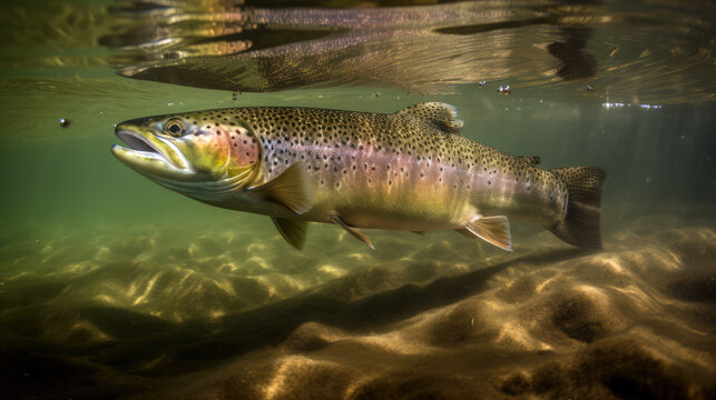 Trout Swimming Underwater