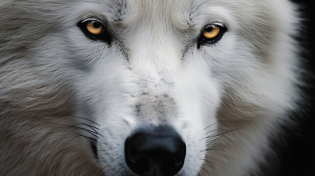 Pure White Wolf With Green Eyes