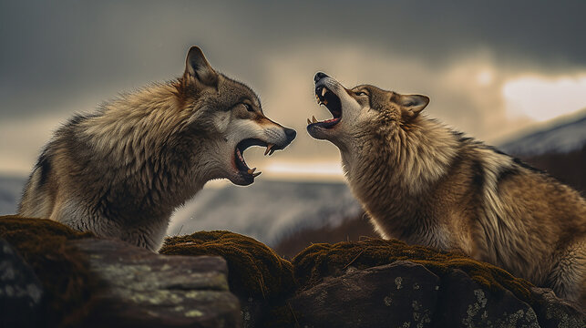 Wolves Fighting For Alpha Drawings