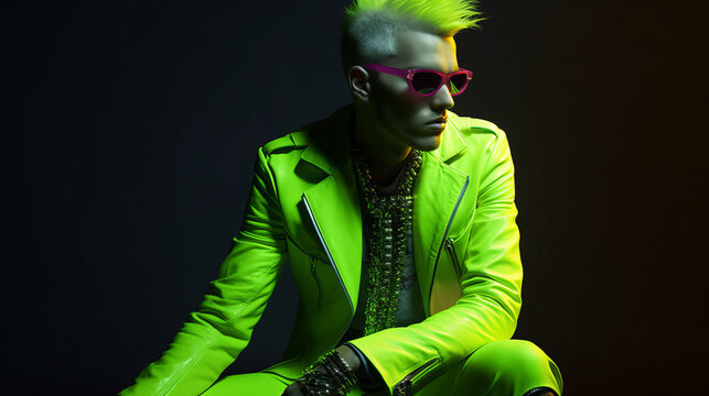 Green Hair Boy Mohawk