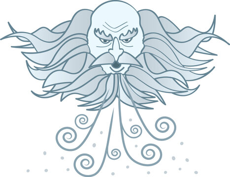 Old Man Winter Blowing Wind