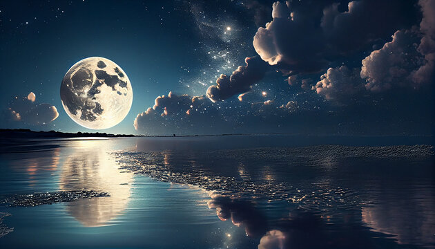 Romantic Full Moon Wallpaper