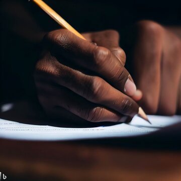 Black Person Writing On Paper