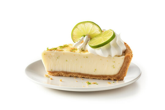 Key Lime Pie Slice White Background