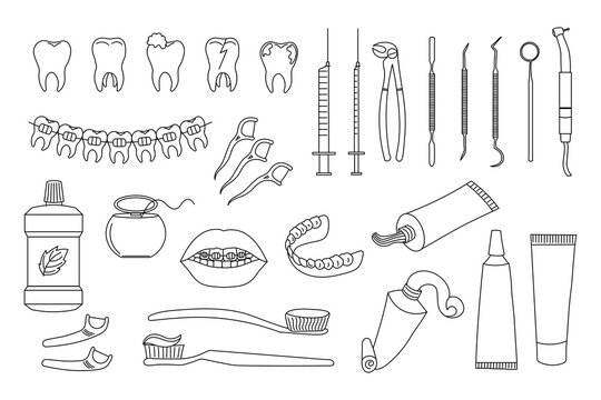 Dentist Tools Coloring Page
