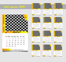 Sewing fabric with Wall calendar design ,year 2024 - CottonBee