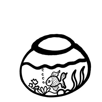 Black And White Fish Bowl Clip Art