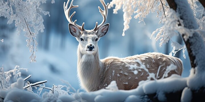 Whitetail Deer In Snow Wallpaper