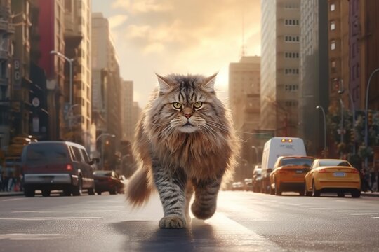 Giant Cat Attacks City