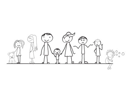 Stick Figure Family Of 7