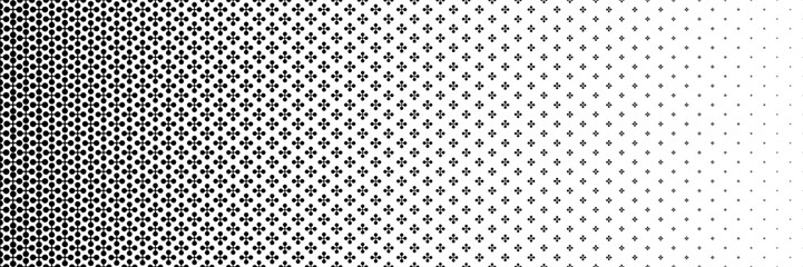 Sewing fabric with horizontal black halftone of cross and circle design ...
