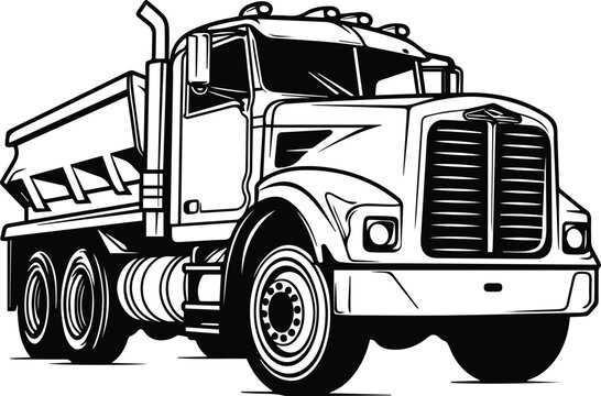 Construction Truck Clipart Black And White