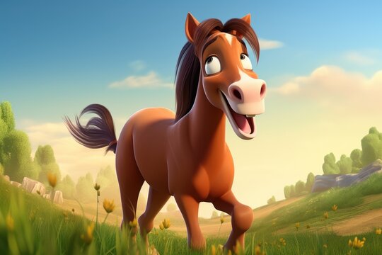 Children Galloping Cartoon