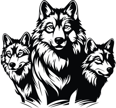 Wolf Pack Clipart Black And White