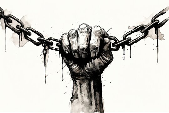 Hands Breaking Chains Drawing