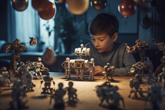 Boy Playing With Action Figures