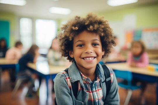 Excited Elementary Student