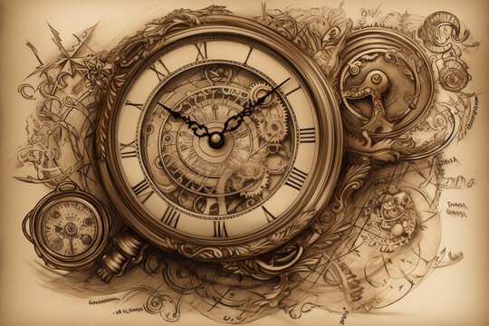 Steampunk Pocket Watch Sketch