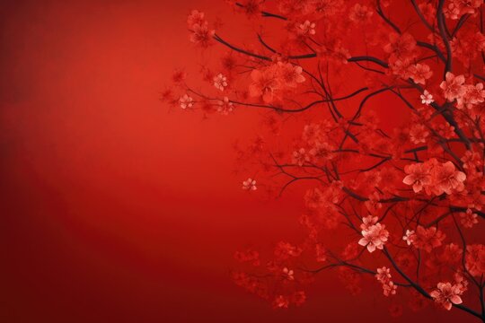 Red Cherry Blossom Background Hd